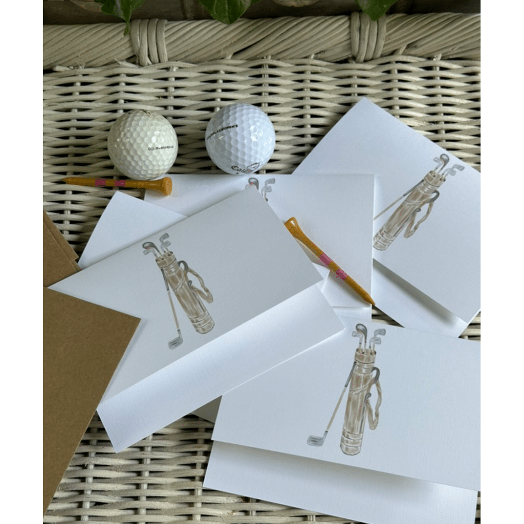 Vintage Golf Bag Note Cards - Tree Swing Designs